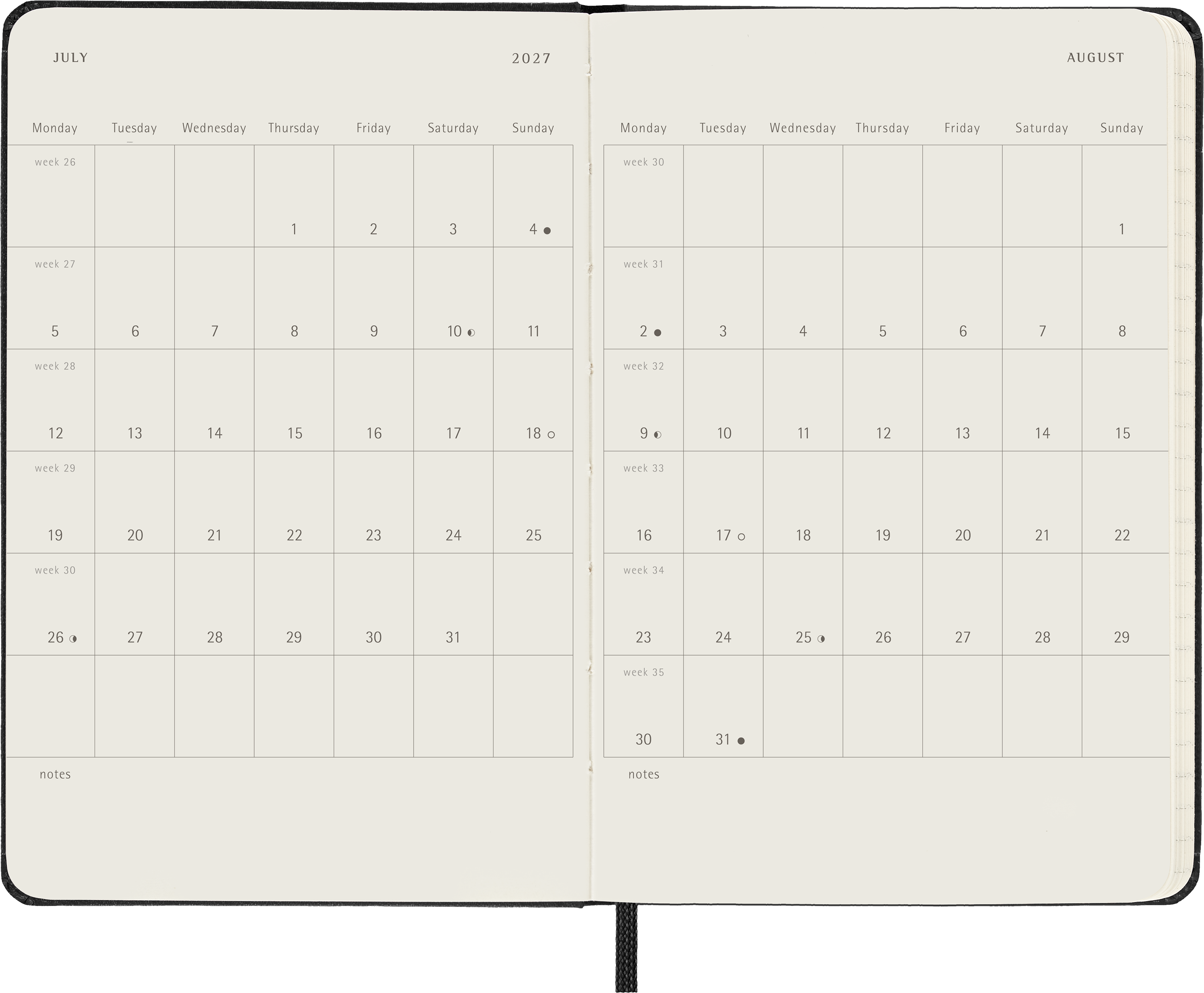 Classic Hard 18M 26/27 Weekly Horizontal Pocket Svart Moleskine | Adlibris